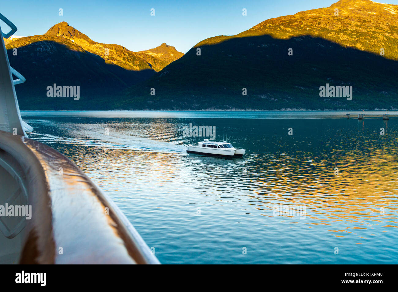 September 15, 2018 - Skagway, Alaska: Fjordlands Express commuter and ...