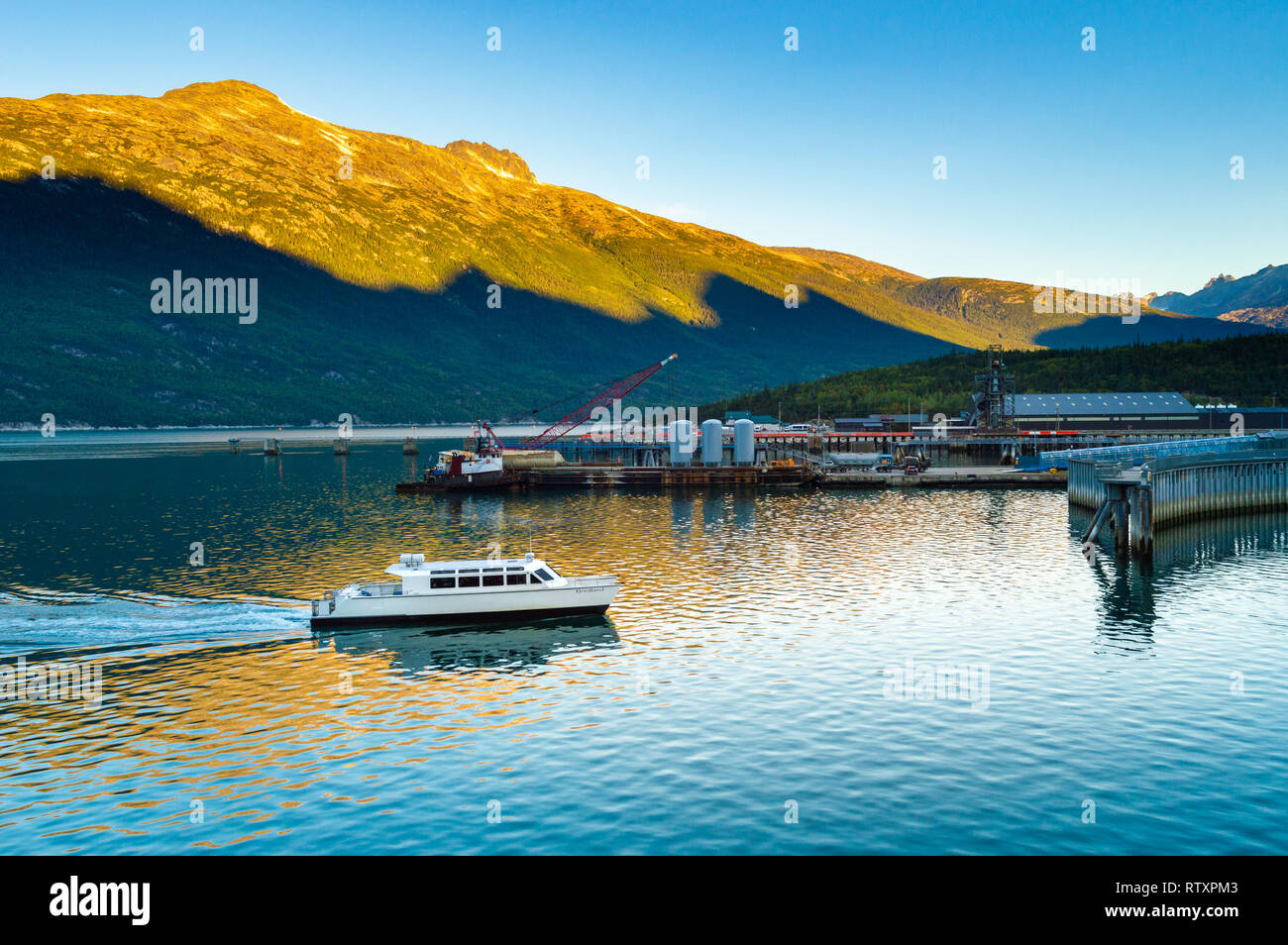 September 15, 2018 - Skagway, Alaska: Fjordlands Express commuter and ...