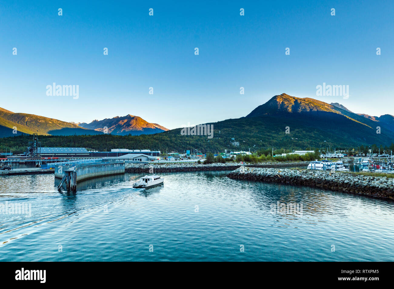 September 15, 2018 - Skagway, Alaska: Fjordlands Express commuter and ...