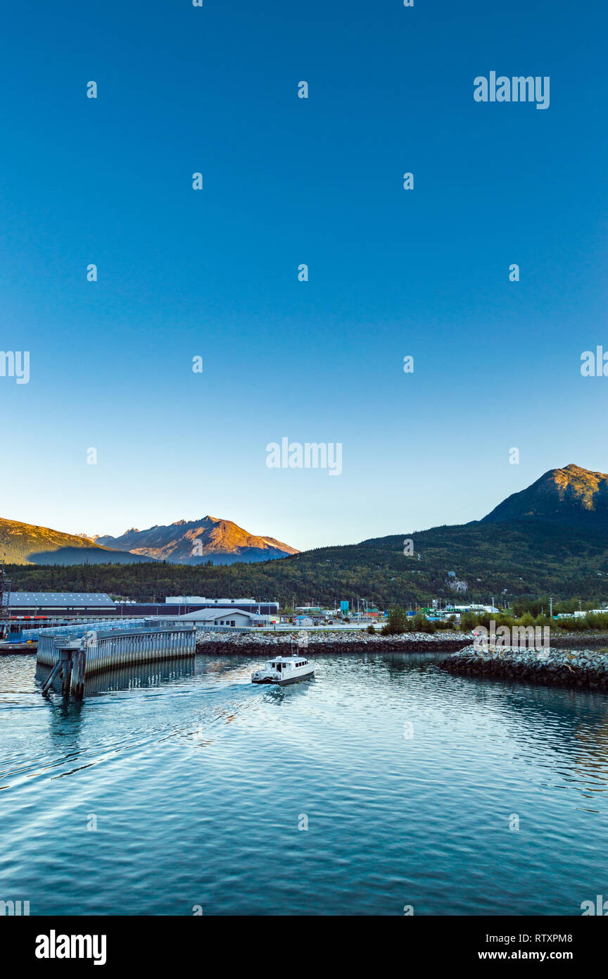 September 15, 2018 - Skagway, Alaska: Fjordlands Express commuter and ...