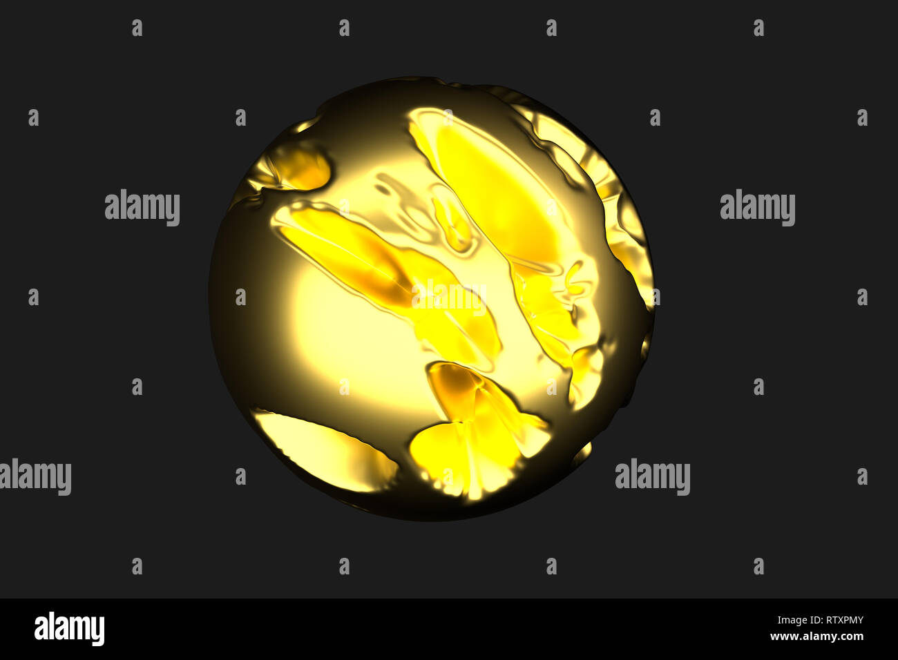 golden metallic wave ball, 3d rendering Stock Photo - Alamy
