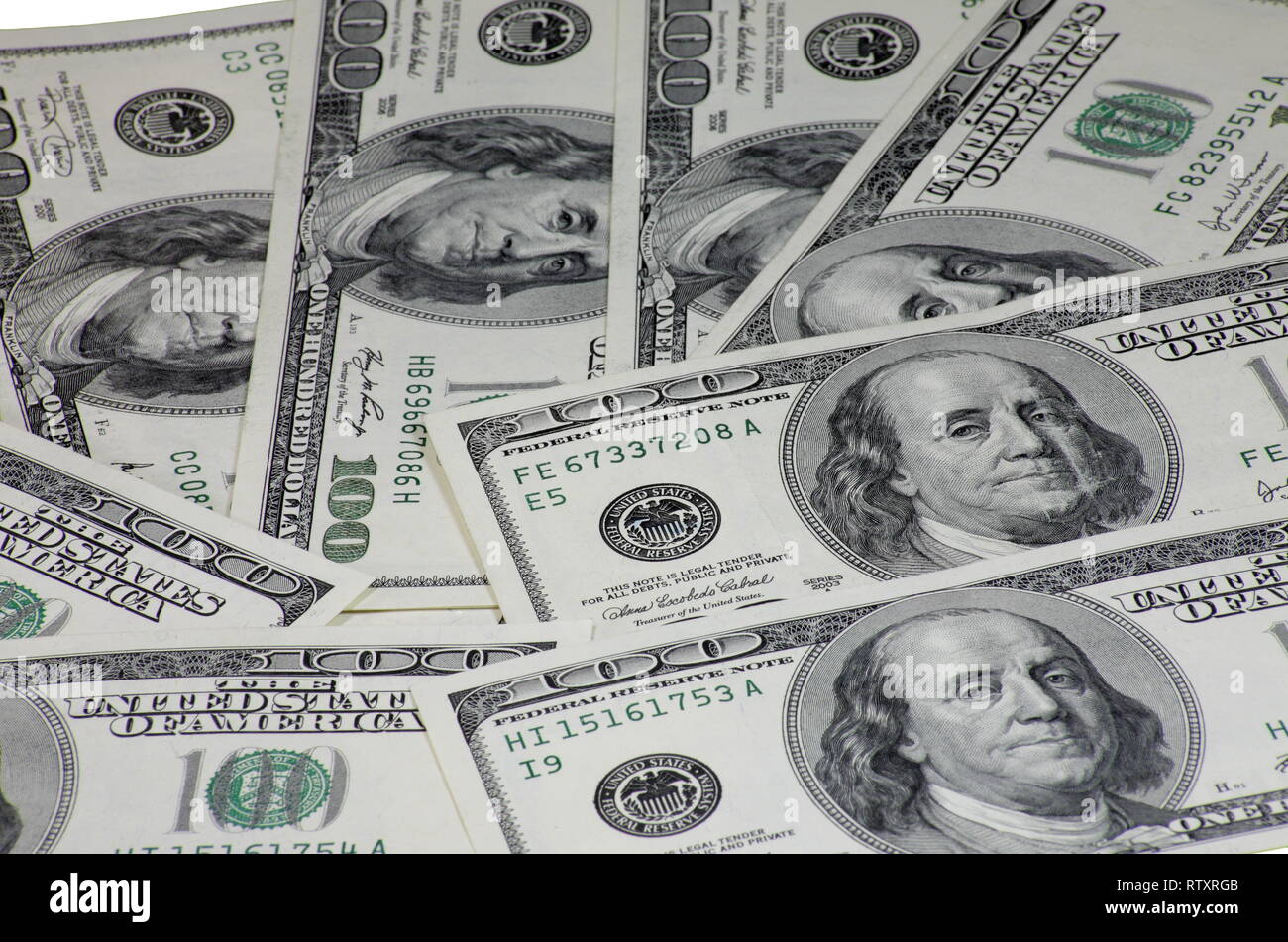 american dollars banknote of hundreds Stock Photo - Alamy