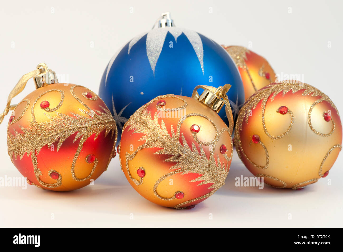 High resolution image. Christmas spheres with a pattern on a white ...
