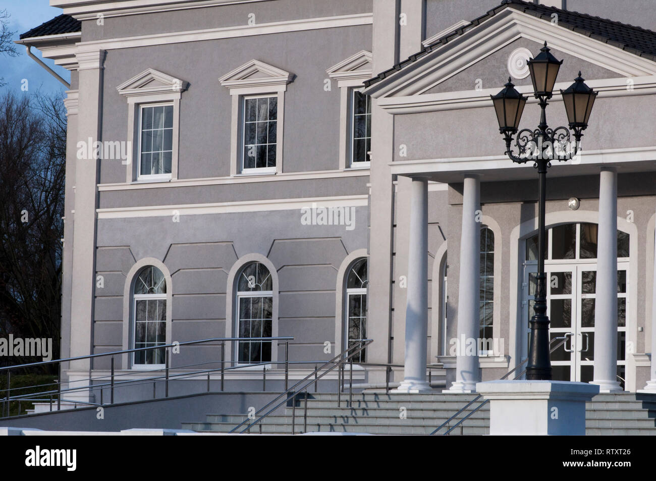 The ancient house in classical style. Ancient lantern Stock Photo - Alamy