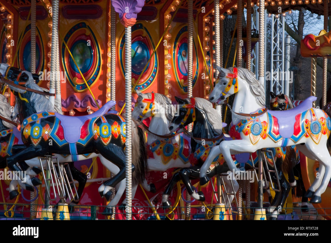 Fun horse. Traditional fairground carousel horse. Cheerful ...