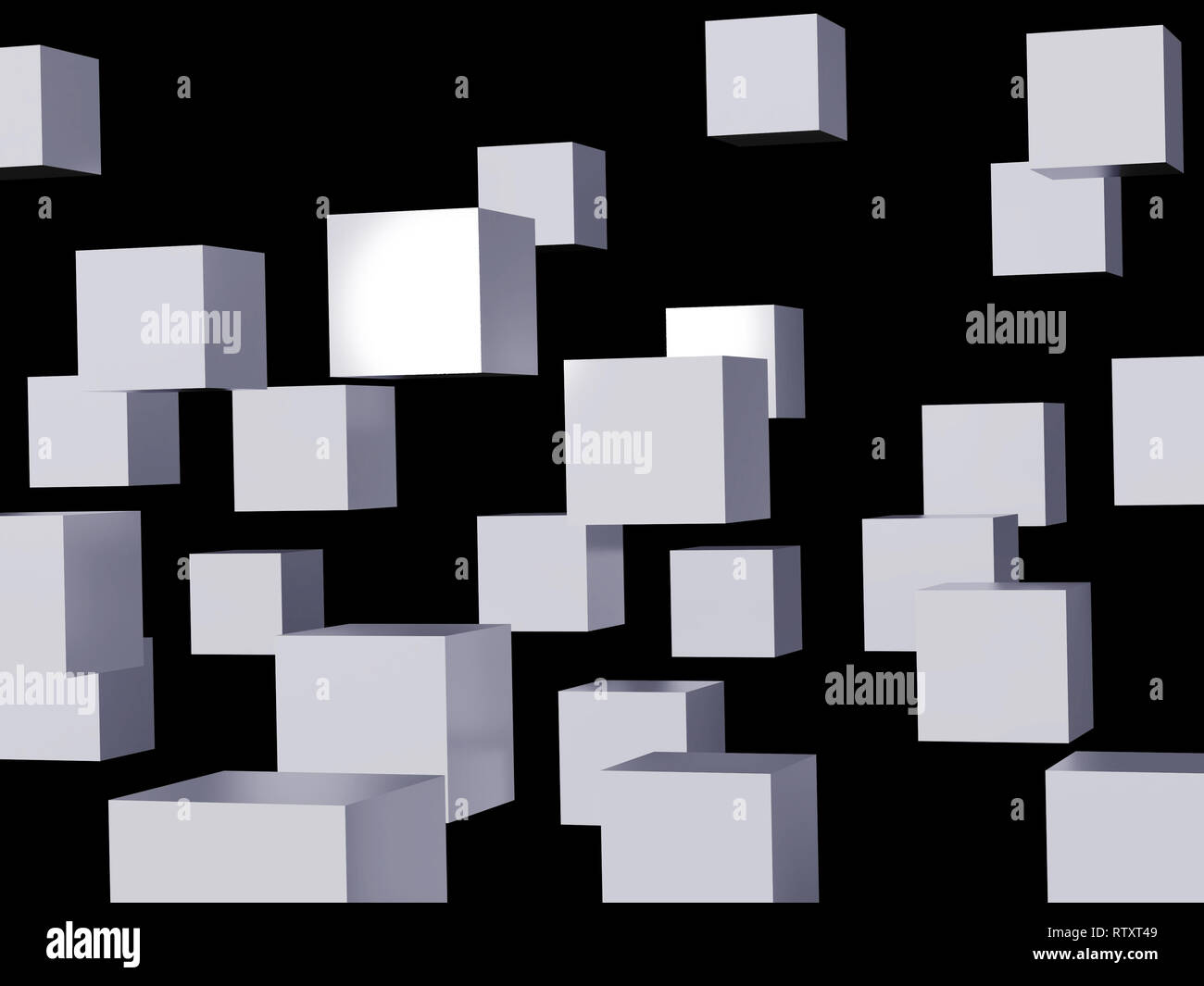 Falling cubes of white colour. High resolution image. 3d illustration ...
