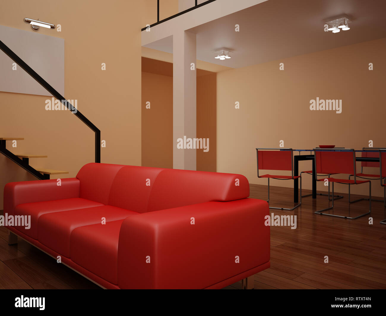 High resolution image interior. 3d illustration modern interior. Living ...