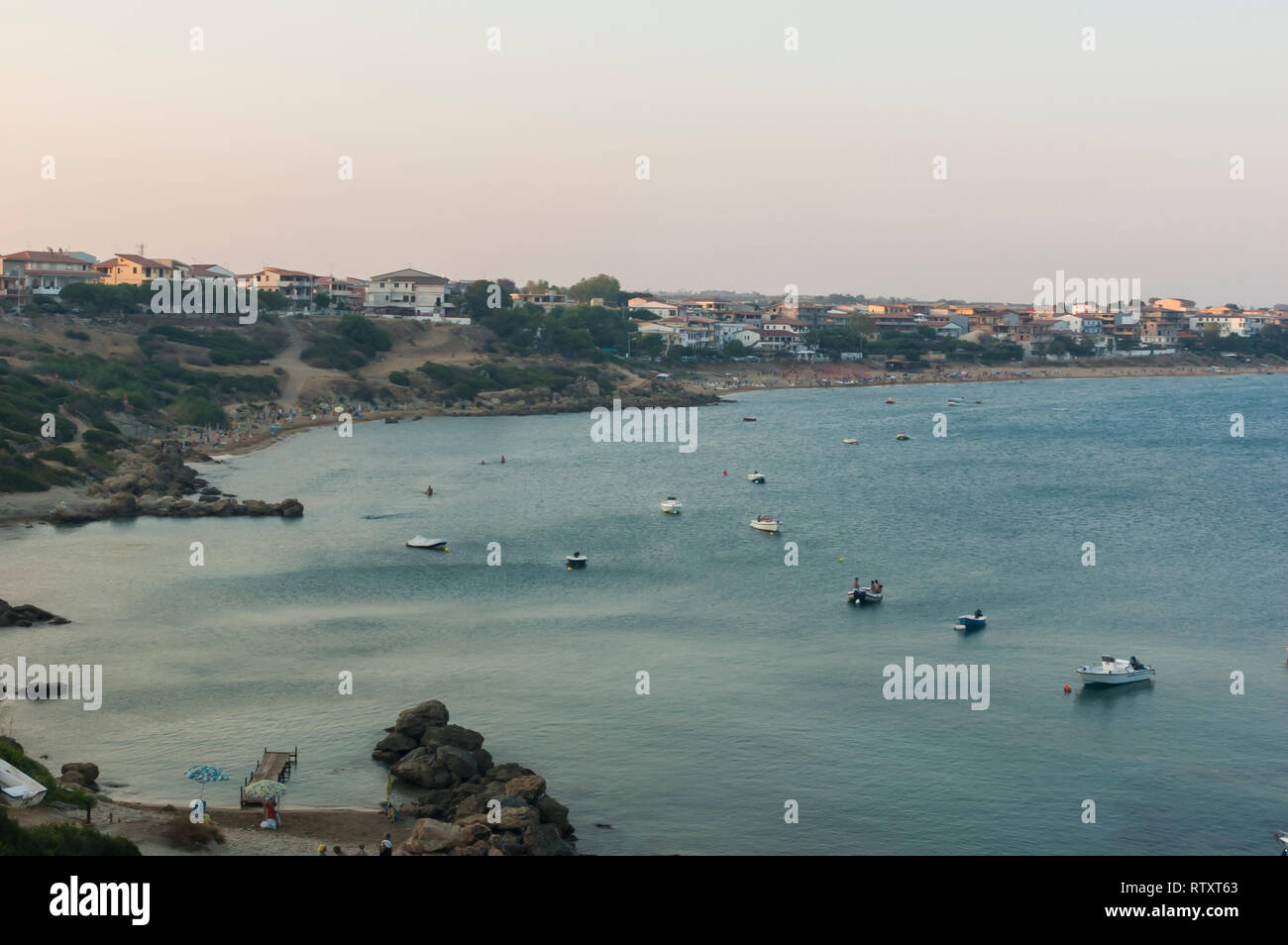 panoramic view of Capo Rizzuto bay, a seaside resort on the Calabrian ...
