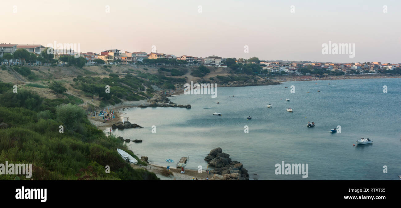 panoramic view of Capo Rizzuto bay, a seaside resort on the Calabrian ...