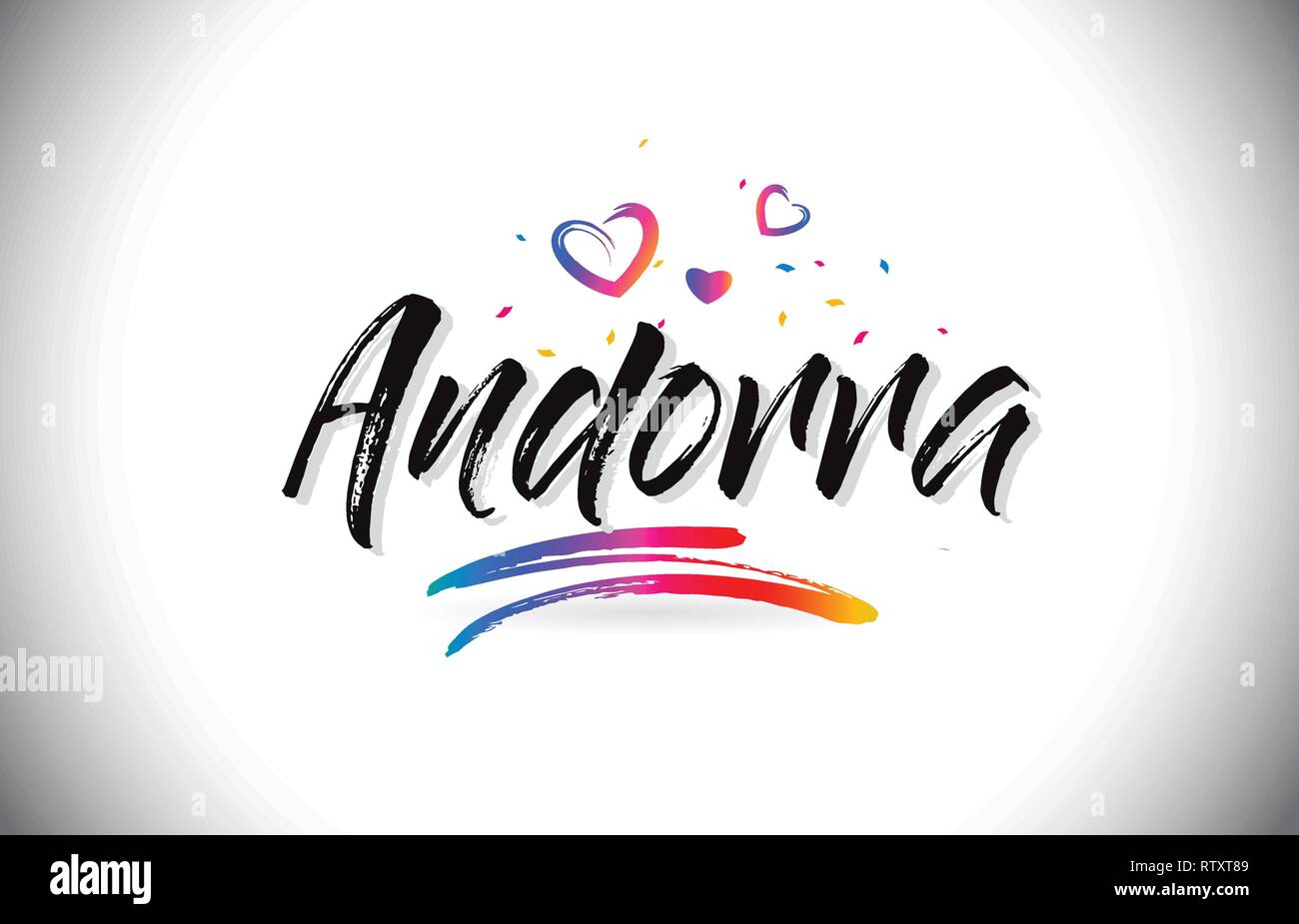 Andorra Welcome To Word Text with Love Hearts and Creative Handwritten ...