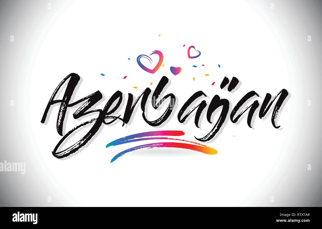 Azerbaijan Welcome To Word Text with Love Hearts and Creative ...