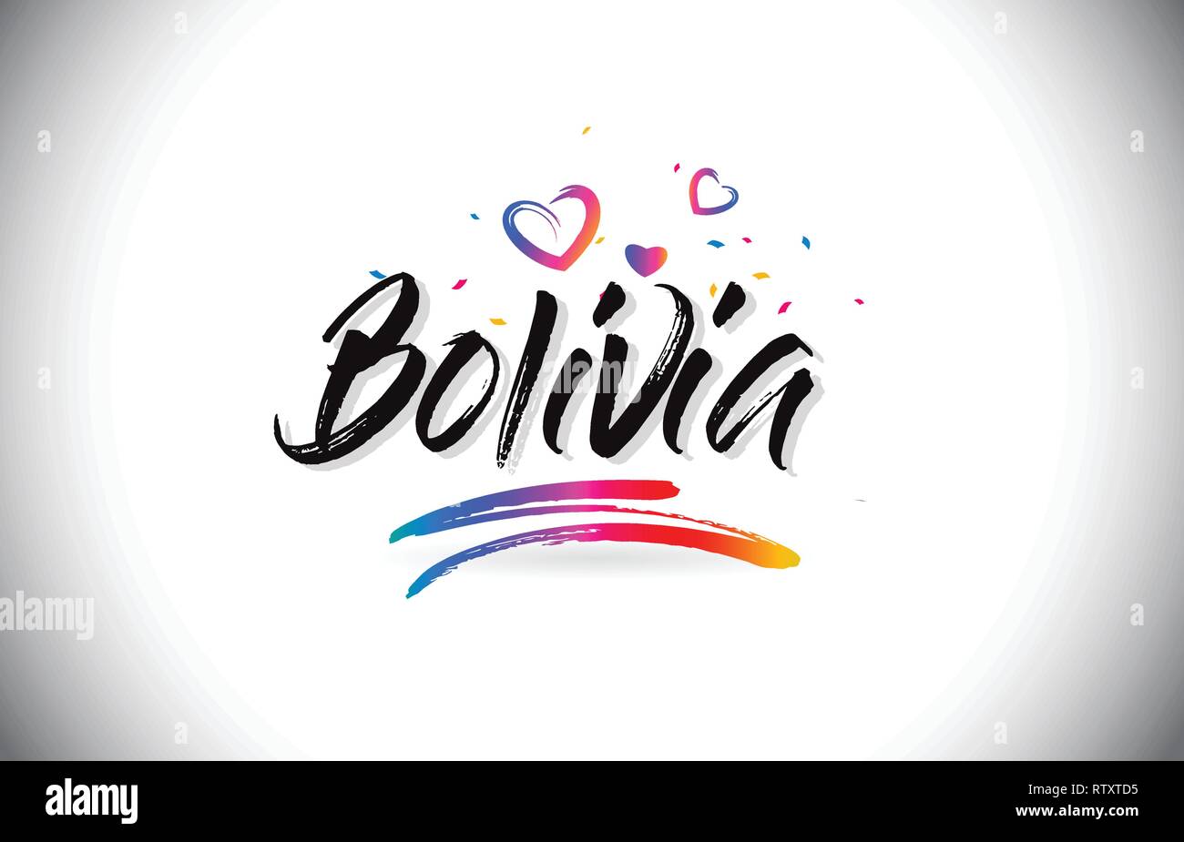 Bolivia Welcome To Word Text with Love Hearts and Creative Handwritten ...