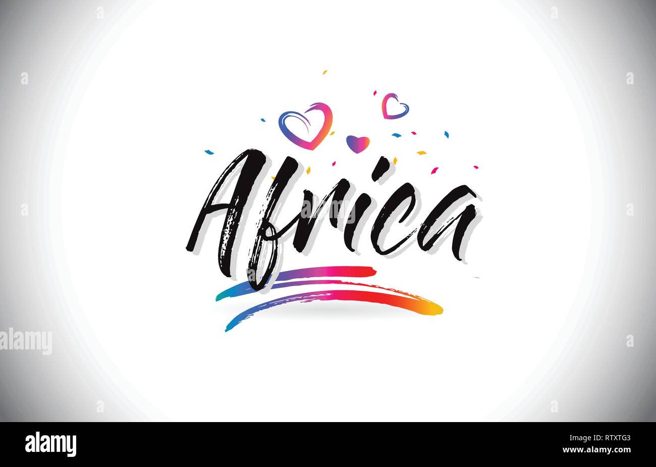 Africa Welcome To Word Text with Love Hearts and Creative Handwritten ...