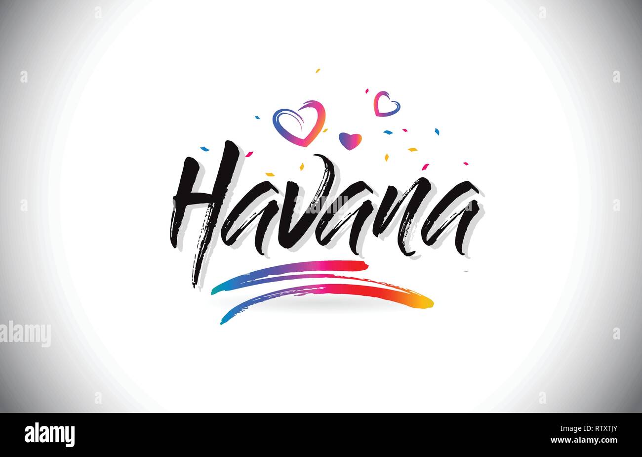 Havana Welcome To Word Text With Love Hearts And Creative Handwritten