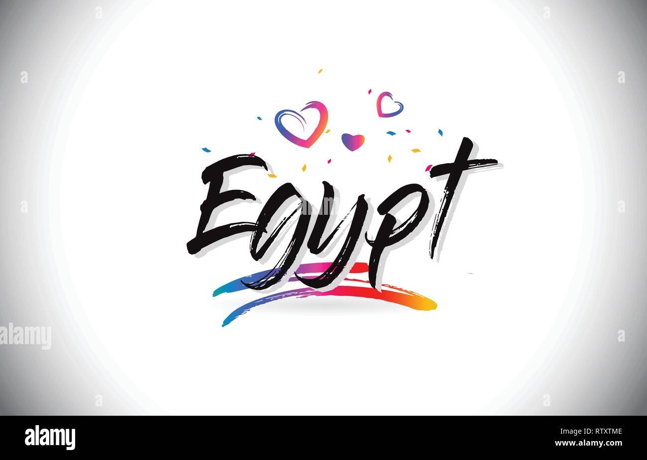 Egypt Welcome To Word Text with Love Hearts and Creative Handwritten ...