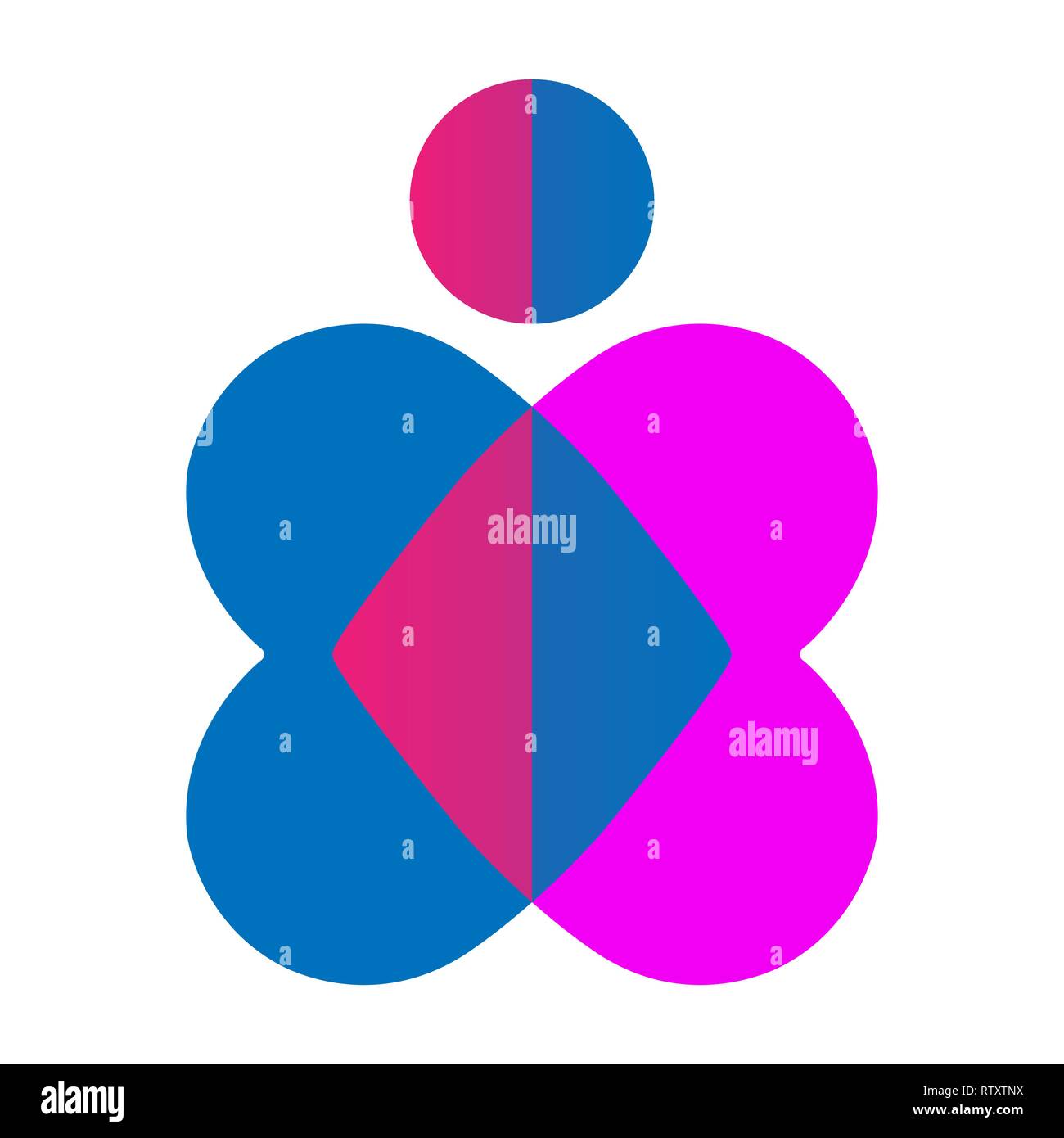 abstract color pattern, two intersecting hearts and a circle Stock ...