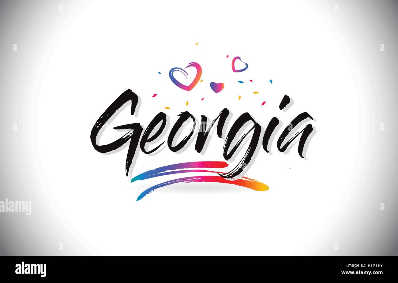 Georgia Welcome To Word Text with Love Hearts and Creative Handwritten ...