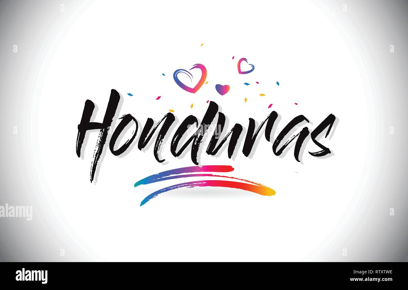Honduras Welcome To Word Text with Love Hearts and Creative Handwritten ...