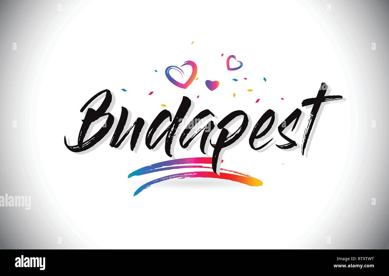 Budapest Welcome To Word Text with Love Hearts and Creative Handwritten ...