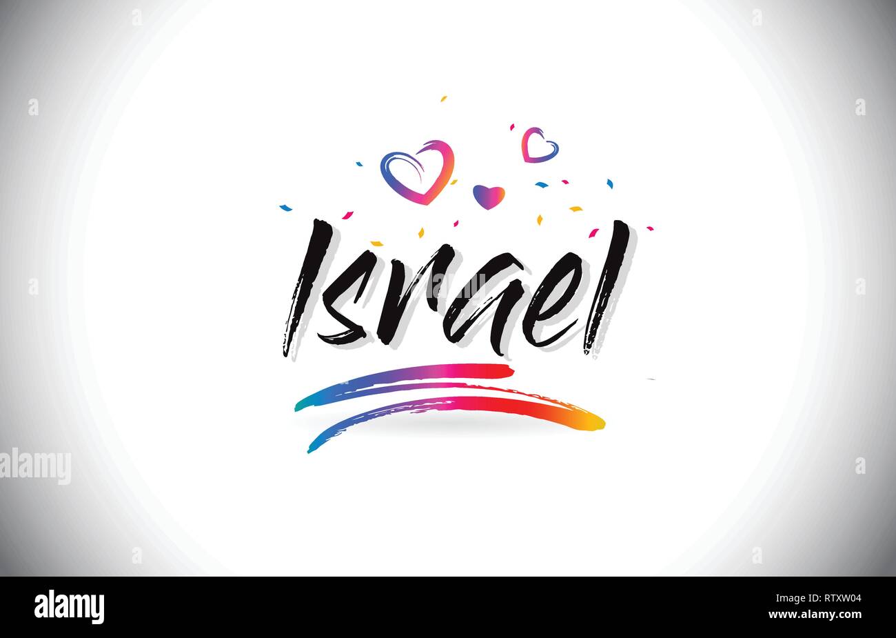 Israel Welcome To Word Text with Love Hearts and Creative Handwritten ...
