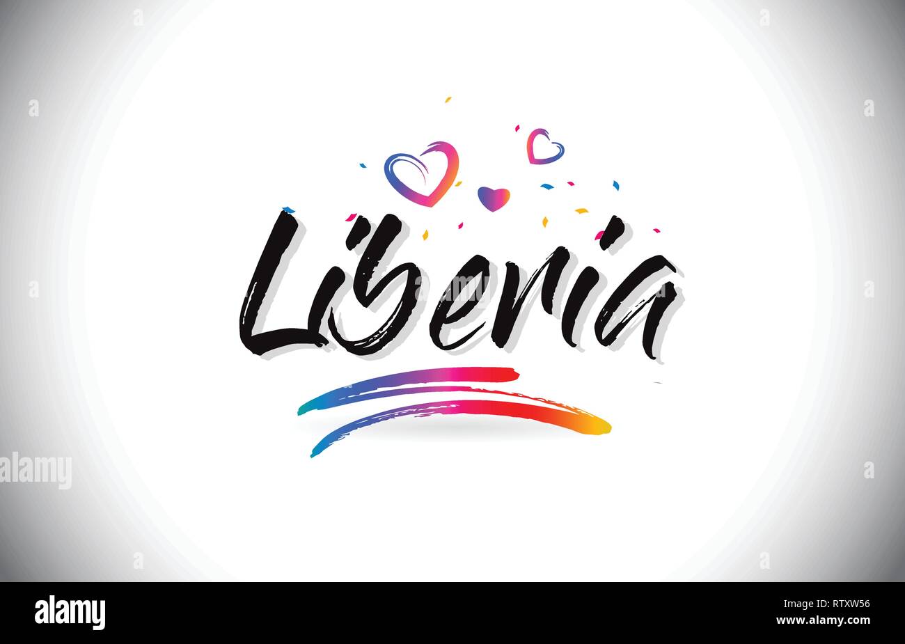 Liberia Welcome To Word Text with Love Hearts and Creative Handwritten ...