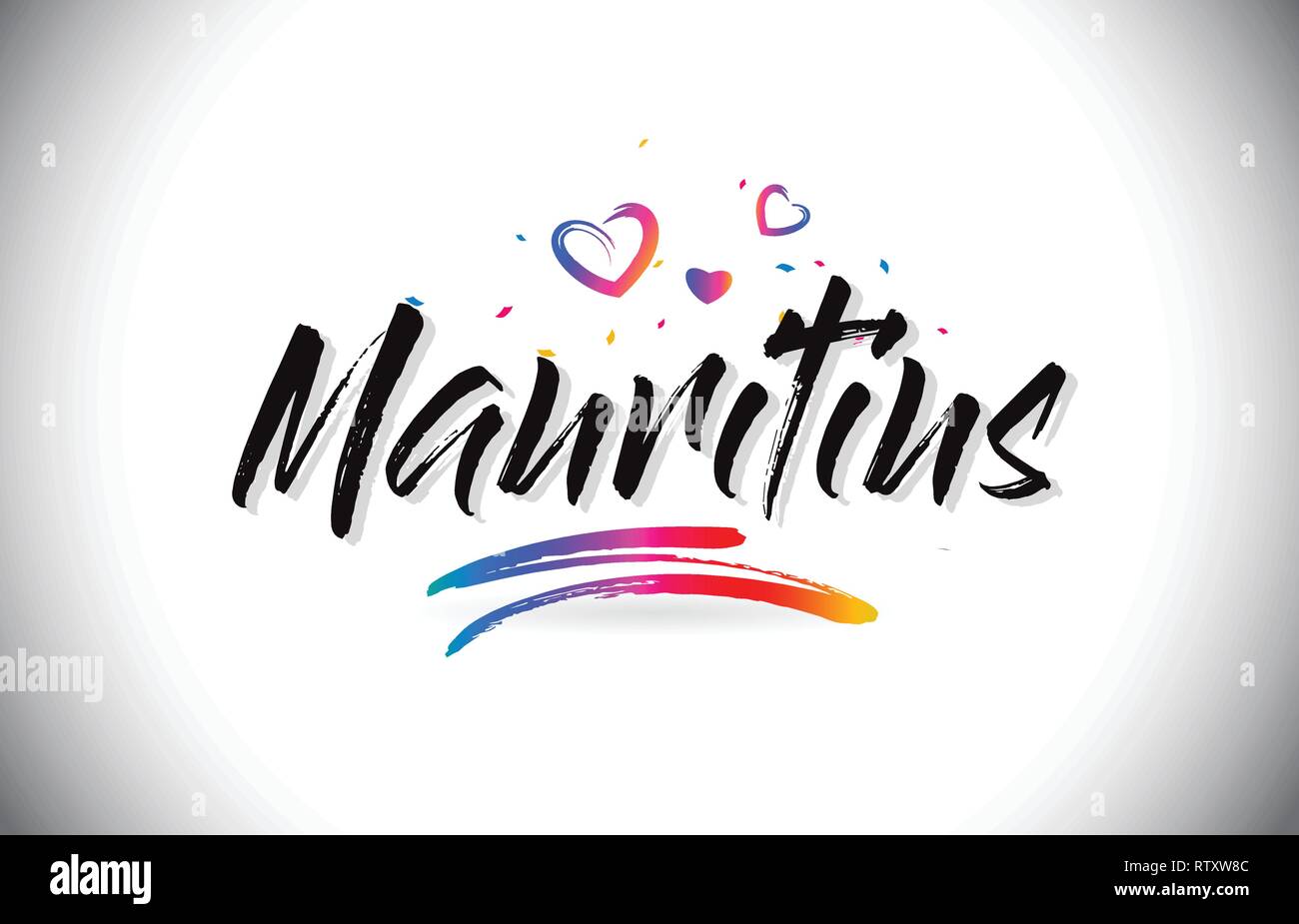 Mauritius Welcome To Word Text with Love Hearts and Creative ...