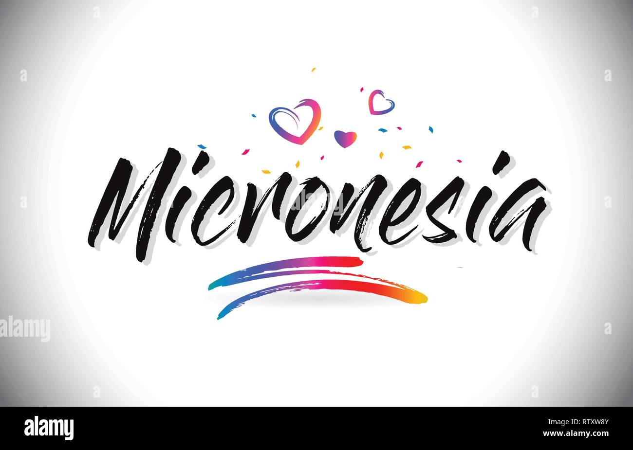 Micronesia Welcome To Word Text with Love Hearts and Creative ...
