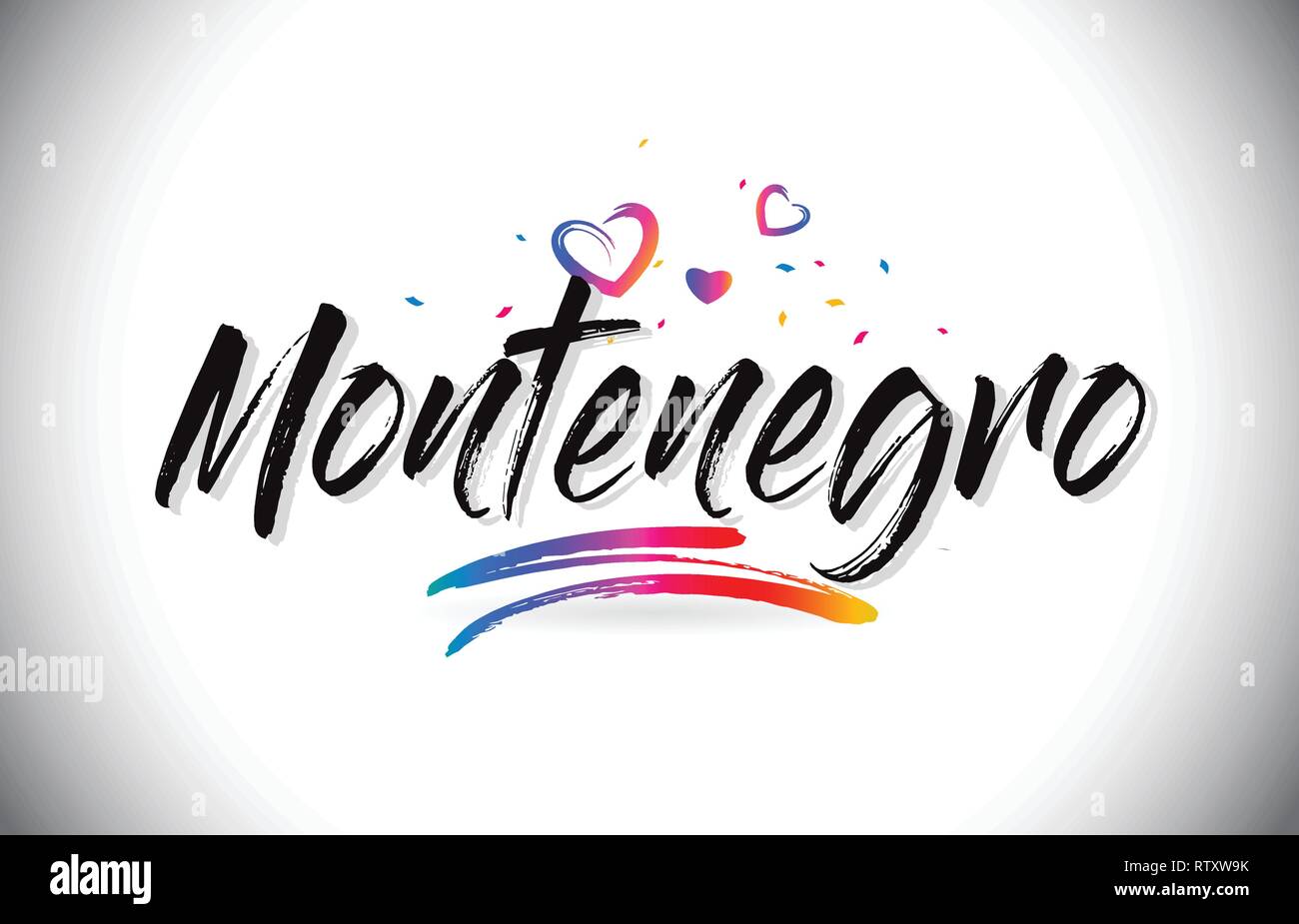 Montenegro Welcome To Word Text with Love Hearts and Creative ...
