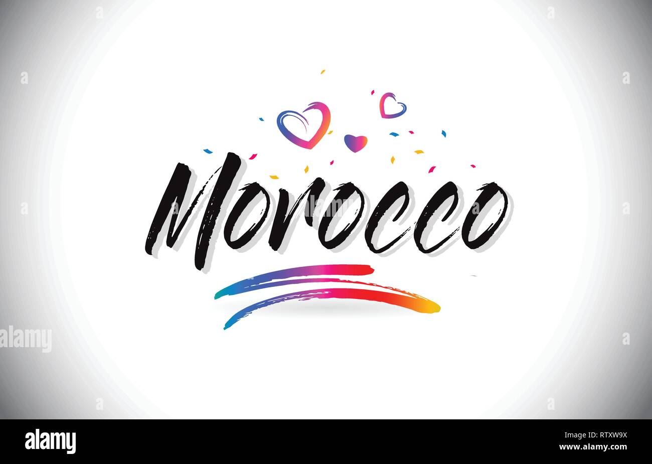 Morocco Welcome To Word Text with Love Hearts and Creative Handwritten ...
