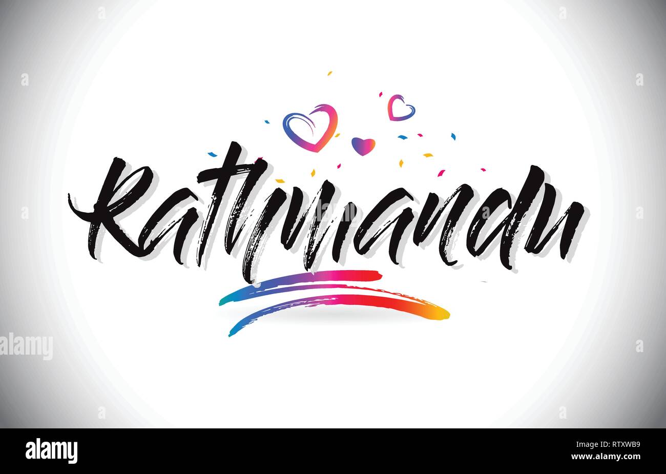 Kathmandu Welcome To Word Text with Love Hearts and Creative ...