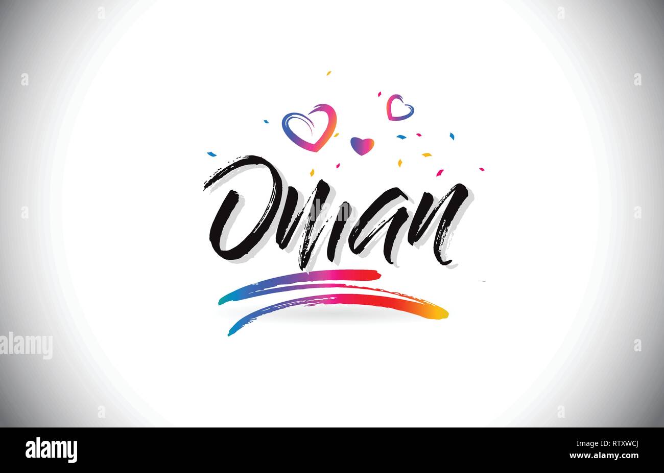 Oman Welcome To Word Text with Love Hearts and Creative Handwritten ...