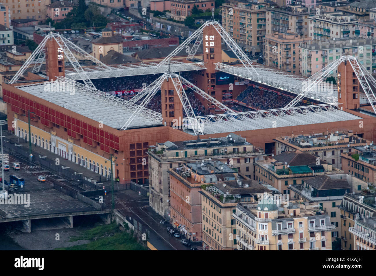 genoa aerial view from helicopter marassi luigi ferraris stadium Stock ...