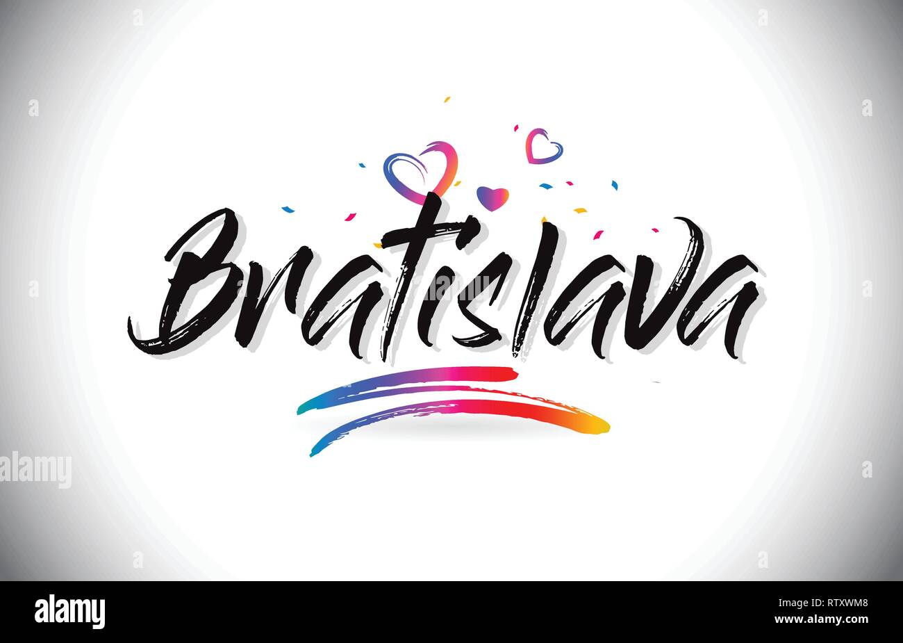 Bratislava Welcome To Word Text with Love Hearts and Creative ...