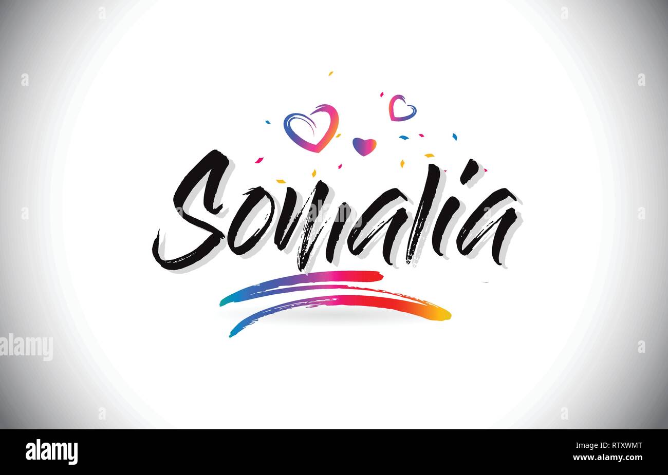 Somalia Welcome To Word Text with Love Hearts and Creative Handwritten ...