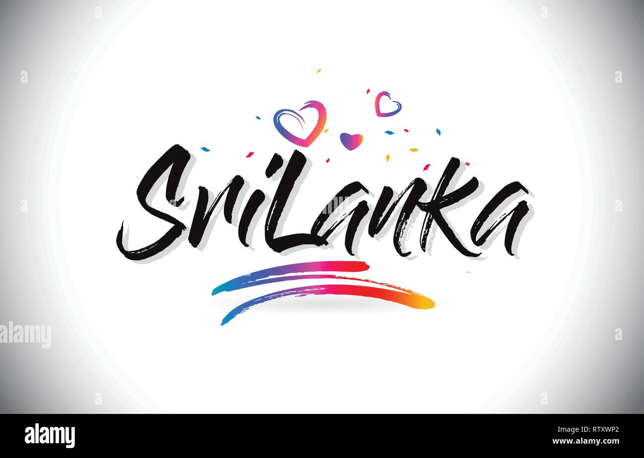 SriLanka Welcome To Word Text with Love Hearts and Creative Handwritten ...