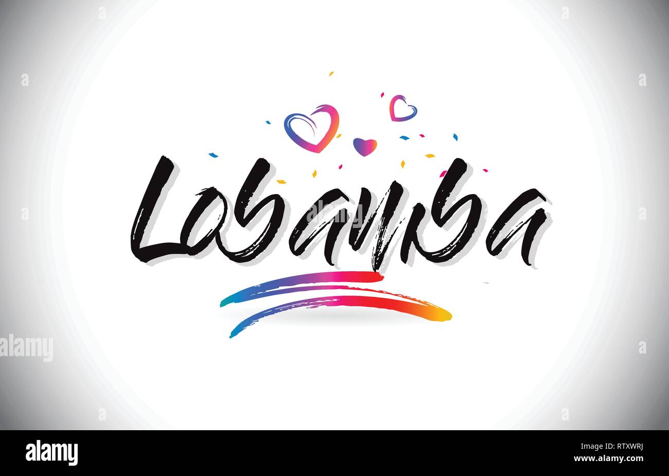 Lobamba Welcome To Word Text with Love Hearts and Creative Handwritten ...