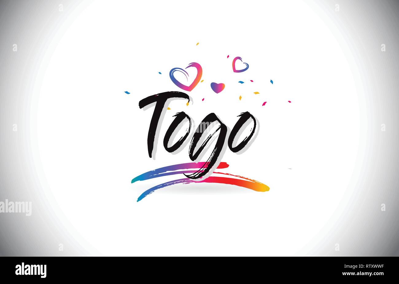 Togo Welcome To Word Text with Love Hearts and Creative Handwritten ...