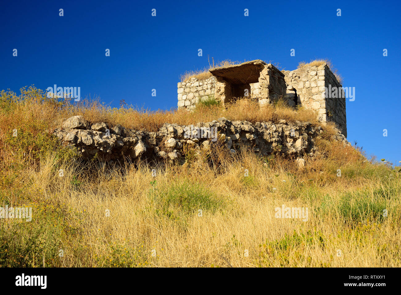 Ancient abandoned and ruined building in Latrun monastery area. Central ...