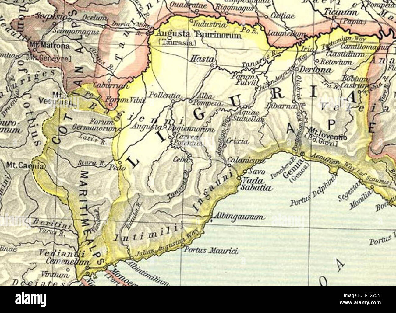 Map of Roman Liguria, between the River Var and Magra Stock Photo - Alamy