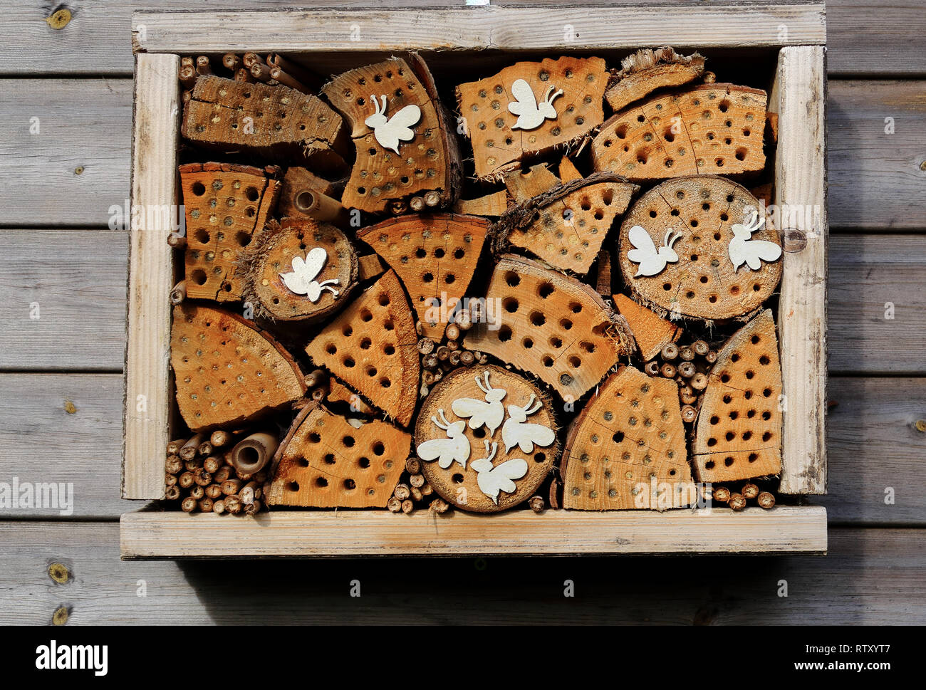 A bug house with some bug shapes attached Stock Photo - Alamy