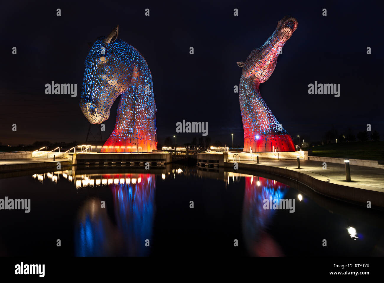 Falkirk, Scotland, UK; January 9th 2019: The Kelpies at Falkirk ...
