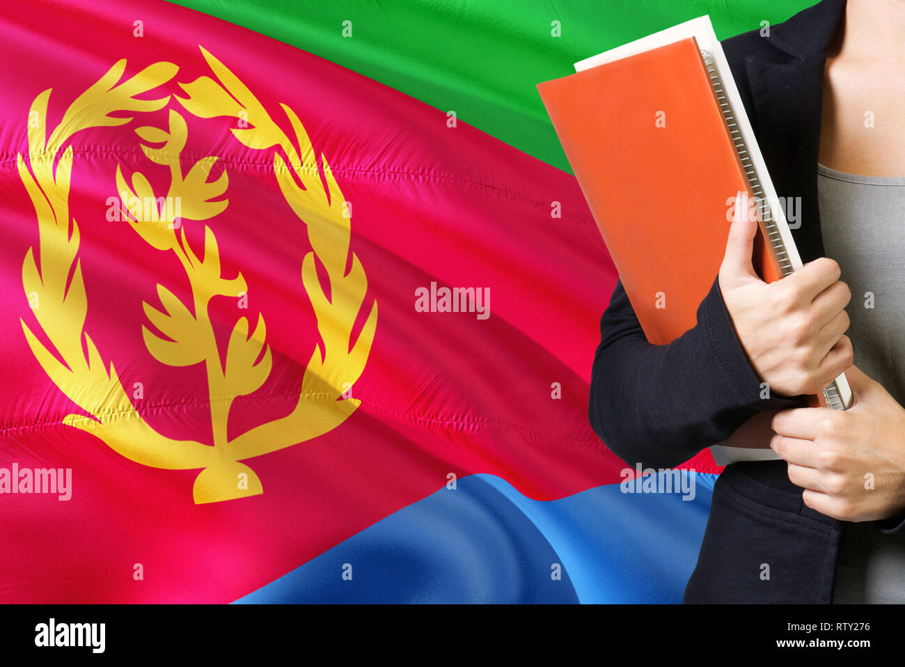 Learning Eritrean language concept. Young woman standing with the ...