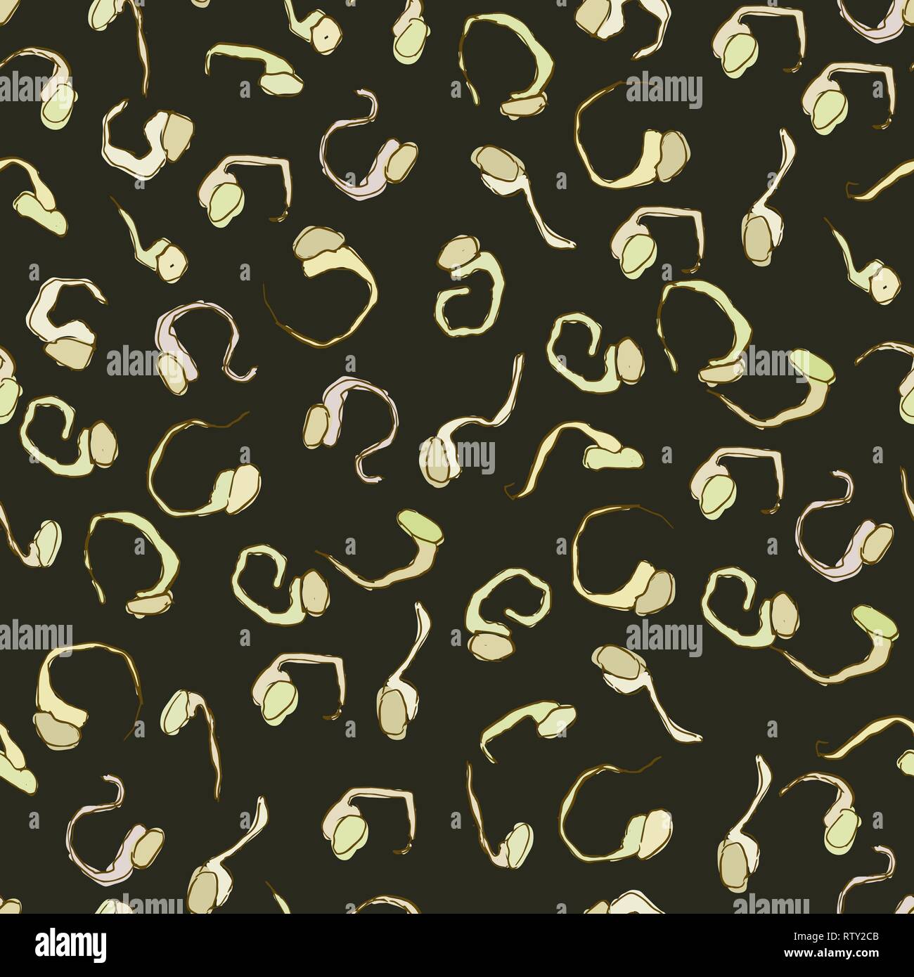 Seamless pattern of sprouted seeds. Raw sprouts, microgreens, healthy ...