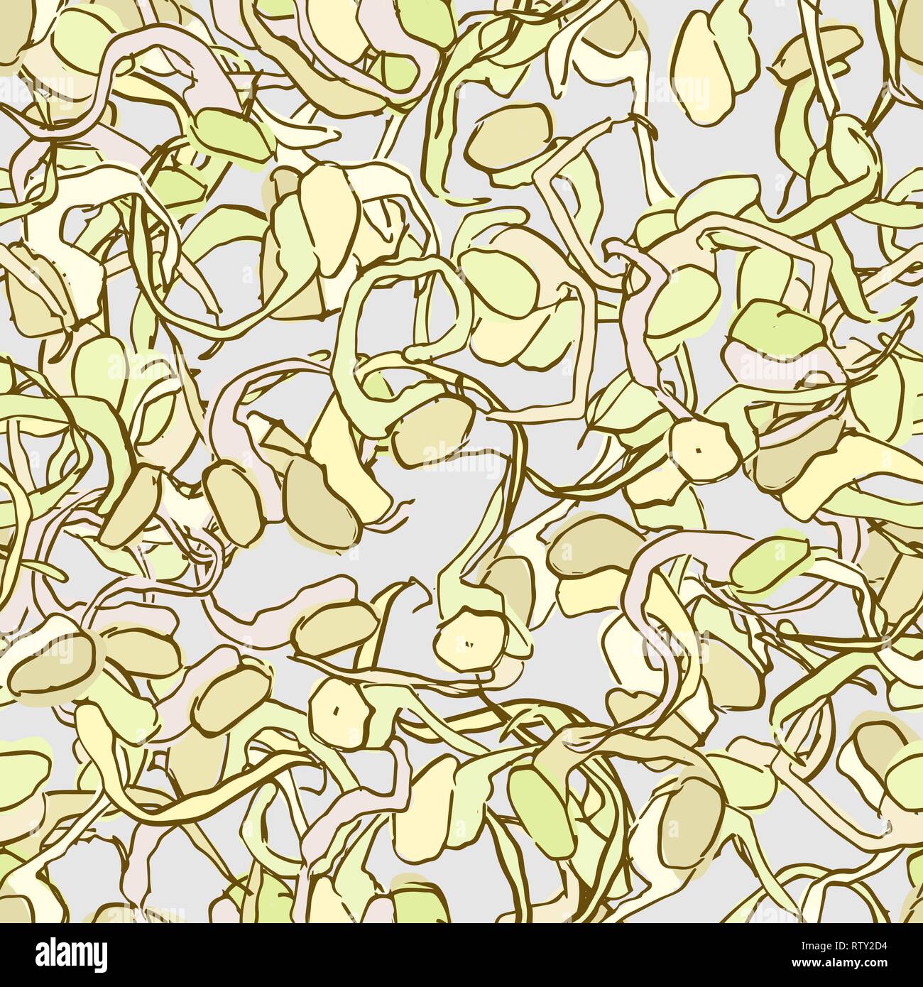 Seamless pattern of sprouted seeds. Raw sprouts, microgreens, healthy ...
