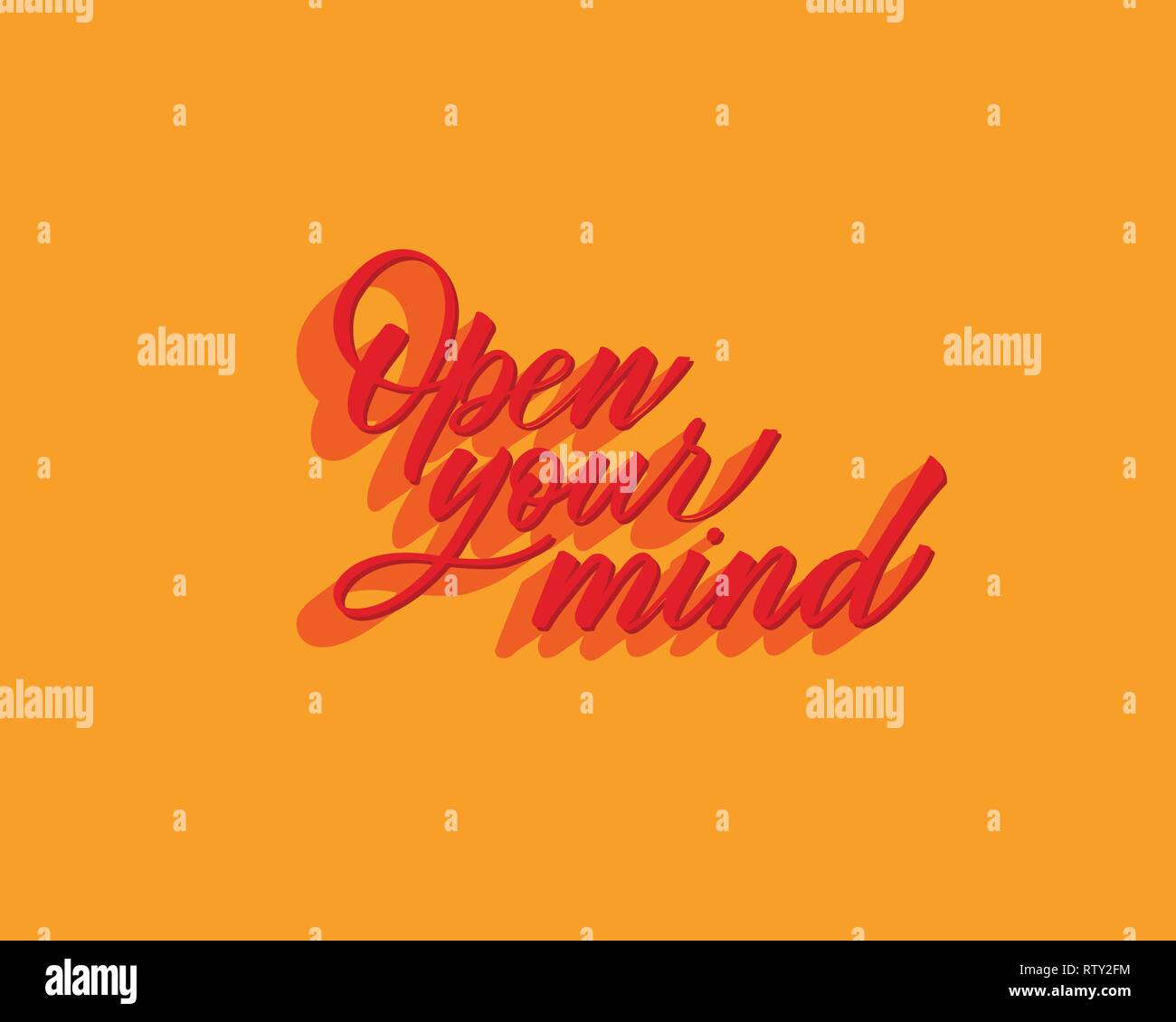 Open your mind - hand lettering inscription to holiday design, black and white ink calligraphy ...