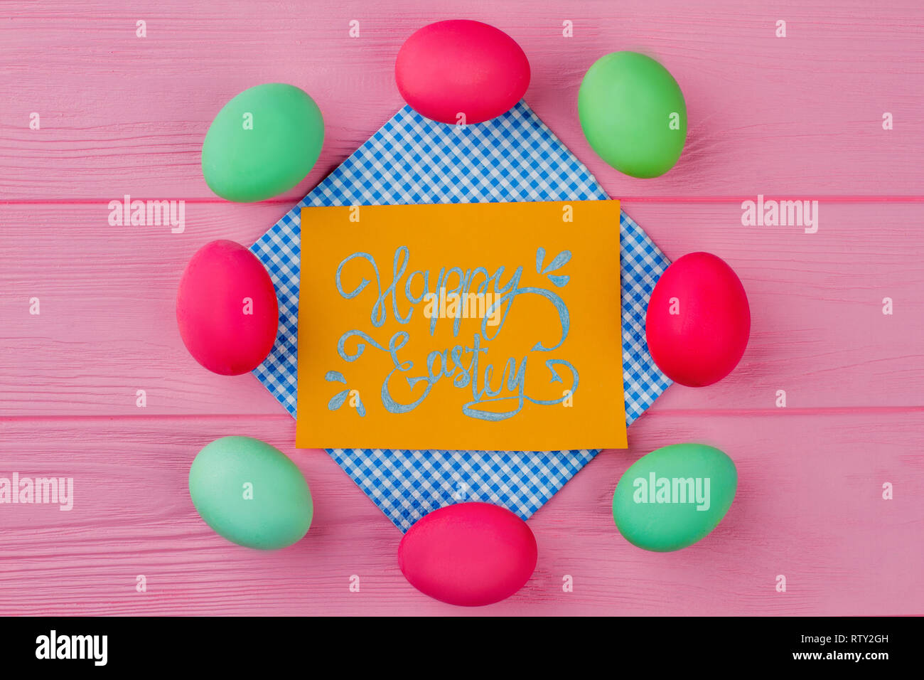 Happy Easter festive background. Collage from Easter eggs on vintage ...