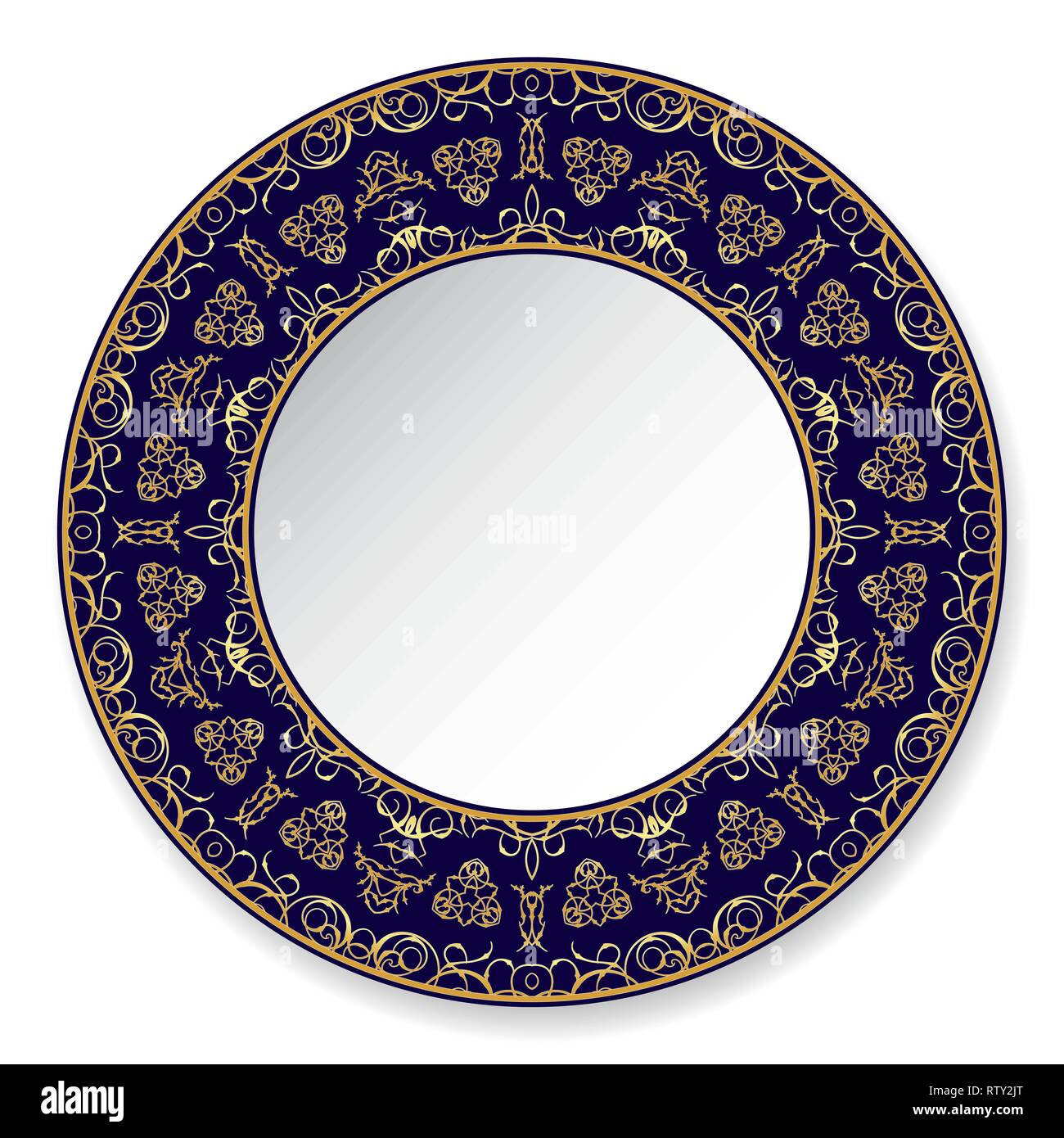 Thin gold pattern for plates, trays, dishes and souvenirs. Vector ...