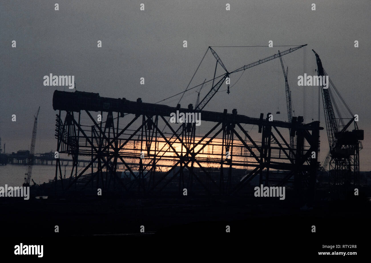 Magnus Field Oil Rig being launched at Nigg Bay, Scotland 1980 At the ...