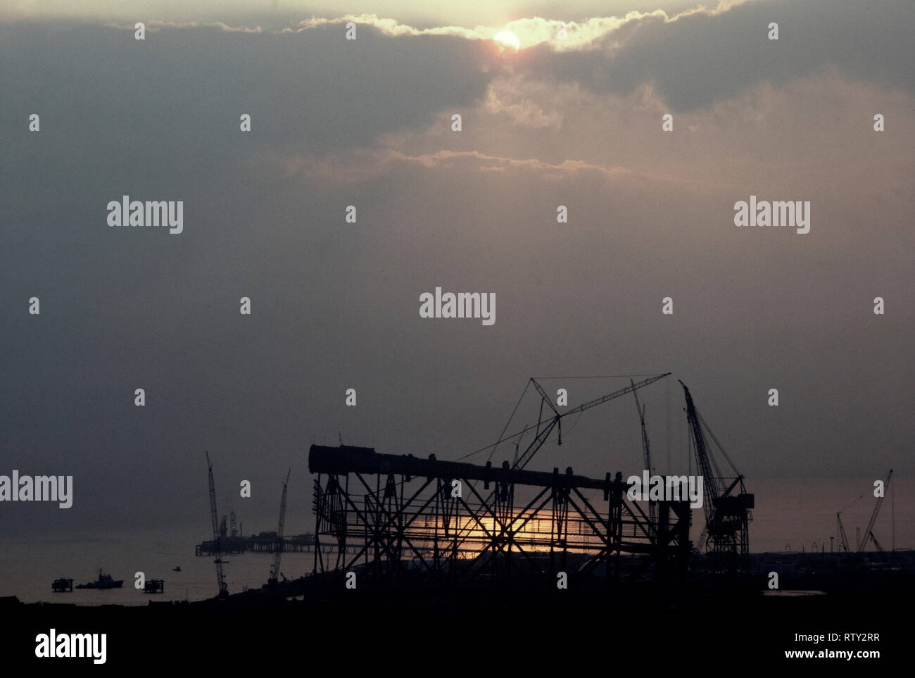 Magnus Field Oil Rig being launched at Nigg Bay, Scotland 1980 At the ...