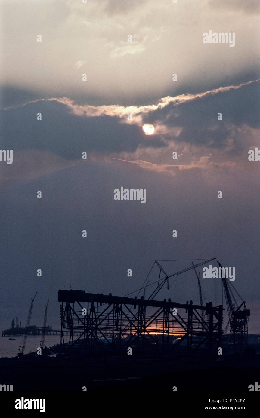 Magnus Field Oil Rig being launched at Nigg Bay, Scotland 1980 At the ...